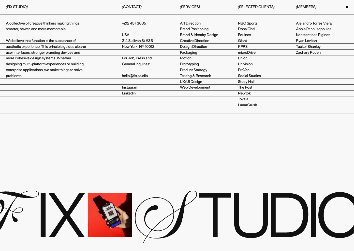 Fix Studio Website Examples For Your Inspiration - landing.love