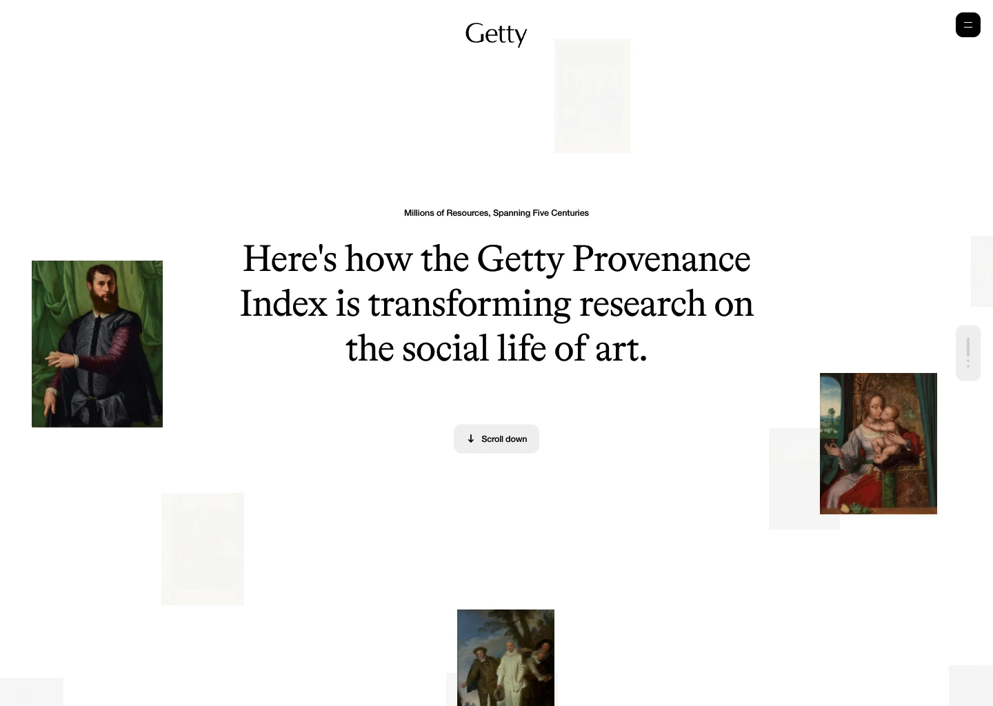 Getty - Tracing Art Website Examples For Your Inspiration - landing.love