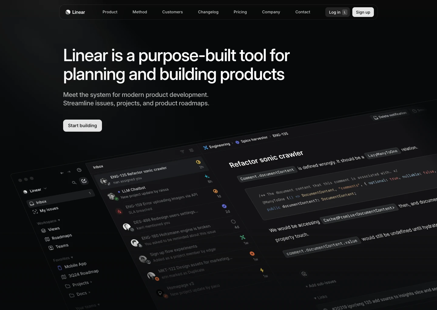Linear Website Examples For Your Inspiration - landing.love